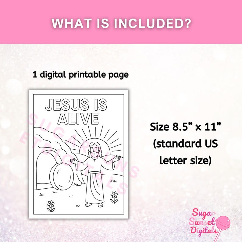 Jesus is Alive Easter Coloring Page, Christian Kids Activity (printable ...