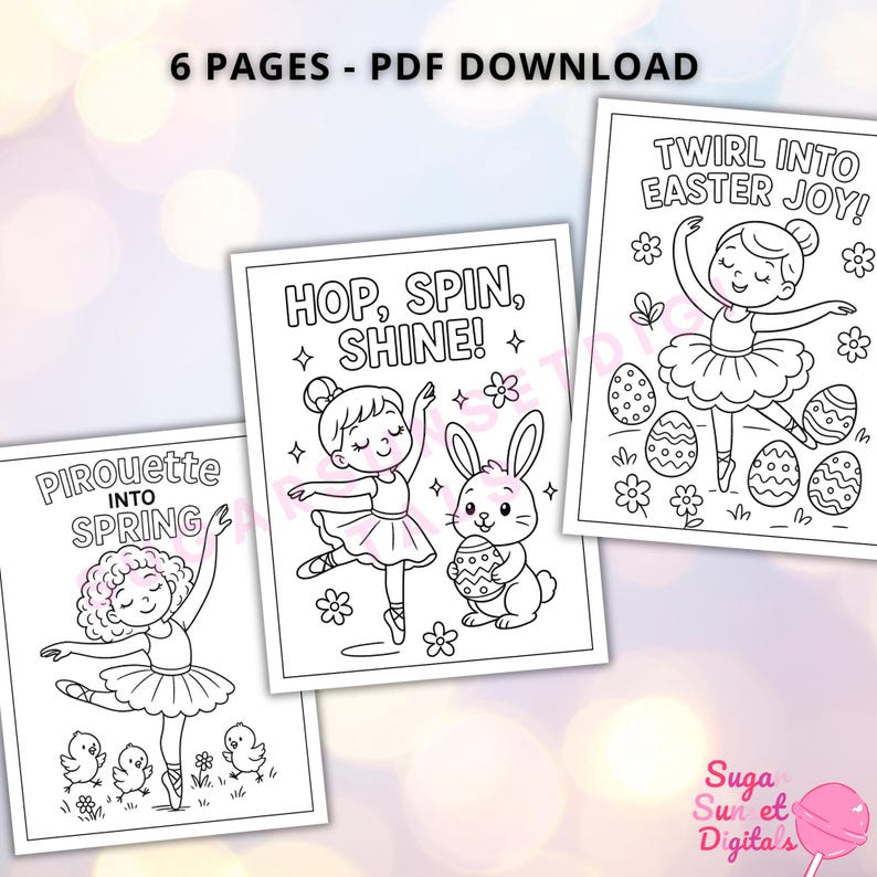 Ballerina Easter Coloring Pages for Kids, Ballet Printable (PDF ...