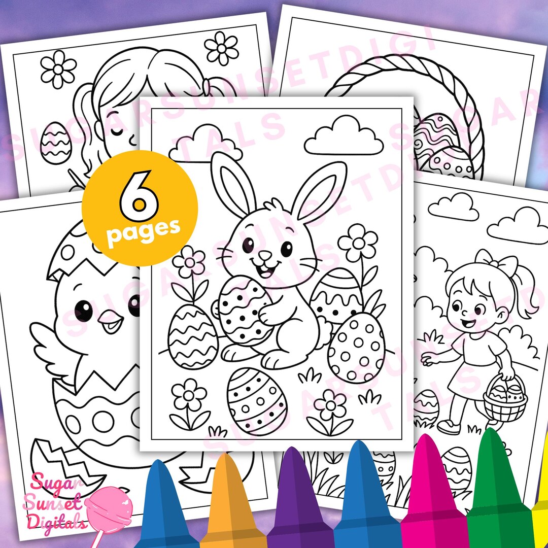 Easter Coloring Pages for Kids Spring Printable Activity Bunny & Egg ...