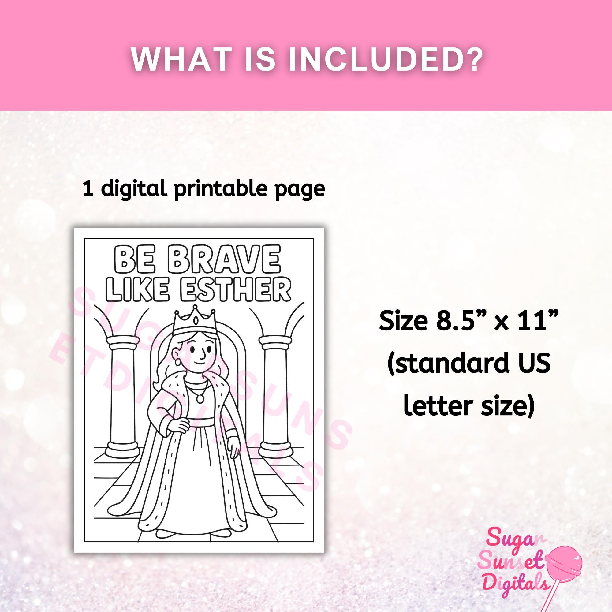 Esther Bible Coloring Page | Queen Esther Story Activity (digital ...