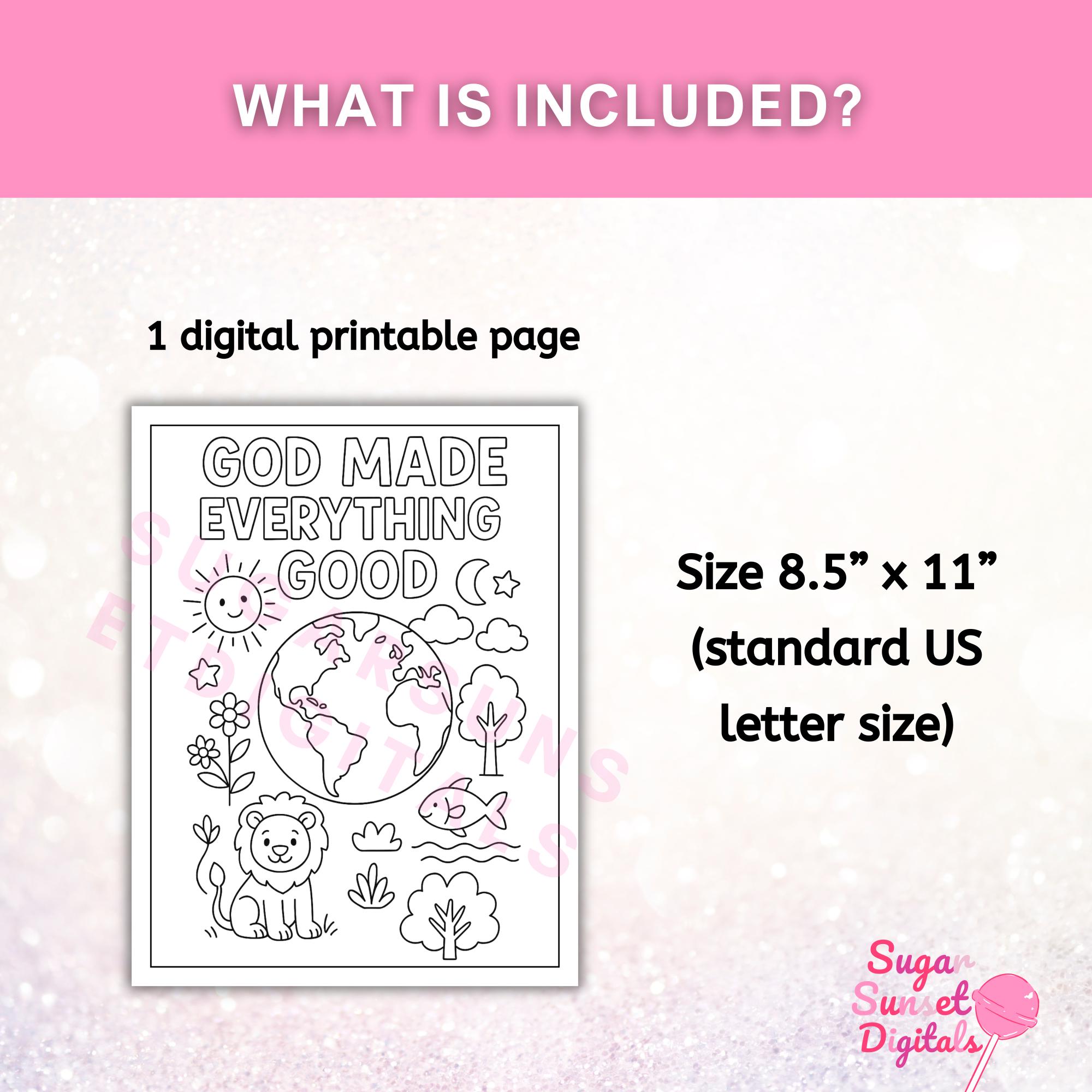 God Made Everything Good Coloring Page Christian Bible Printable ...