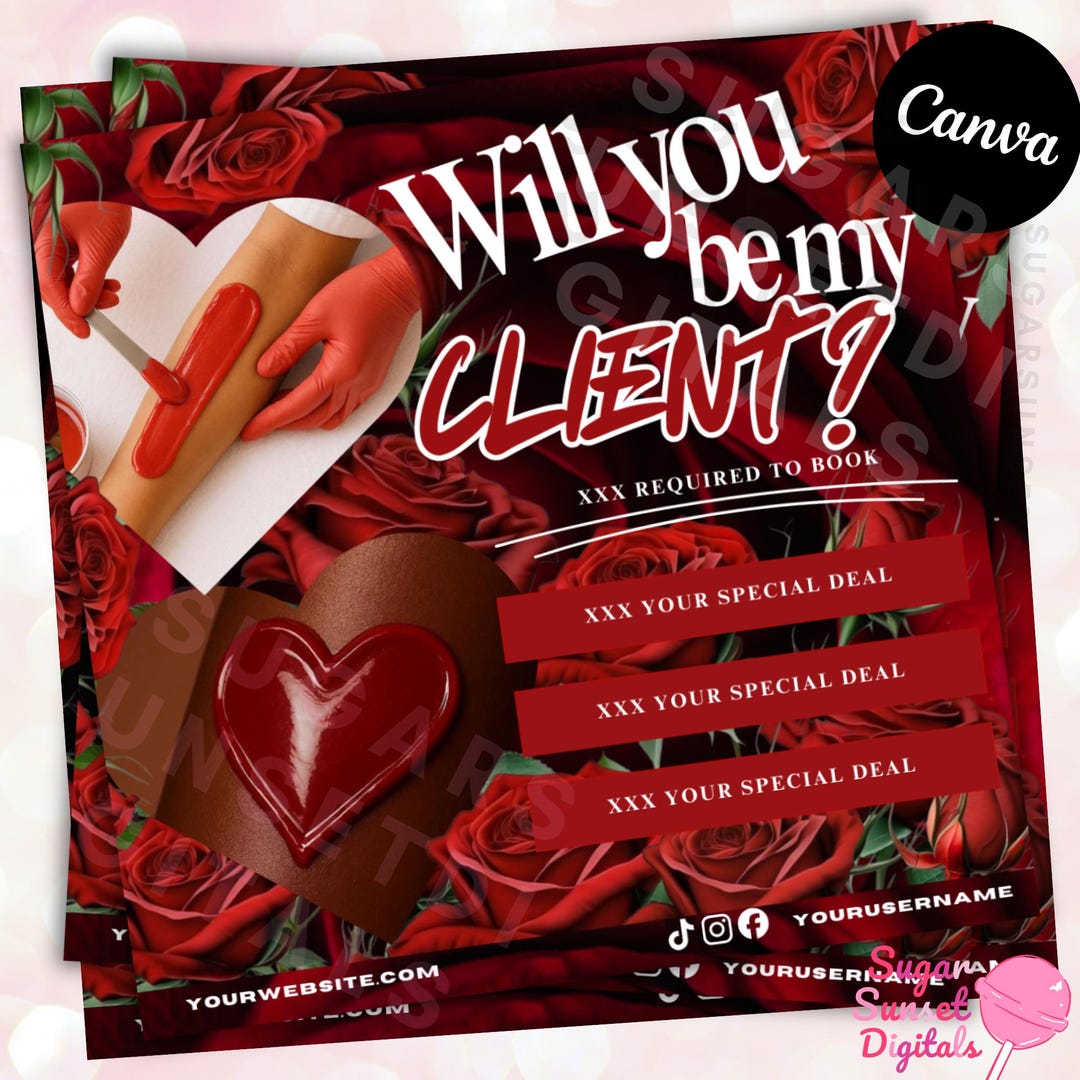 Valentine's Day Waxing Flyer: Red Love Theme, Esthetician Promo (canva ...