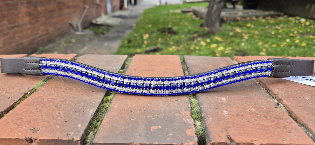 Handcrafted Royal Blue Crystal Horse Browband for Bridle (pony, Cob ...