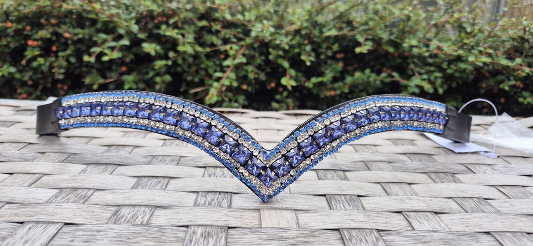 Sparkly 5 Row Crystal Browband for Horses: V Shape,ice Blue Square ...
