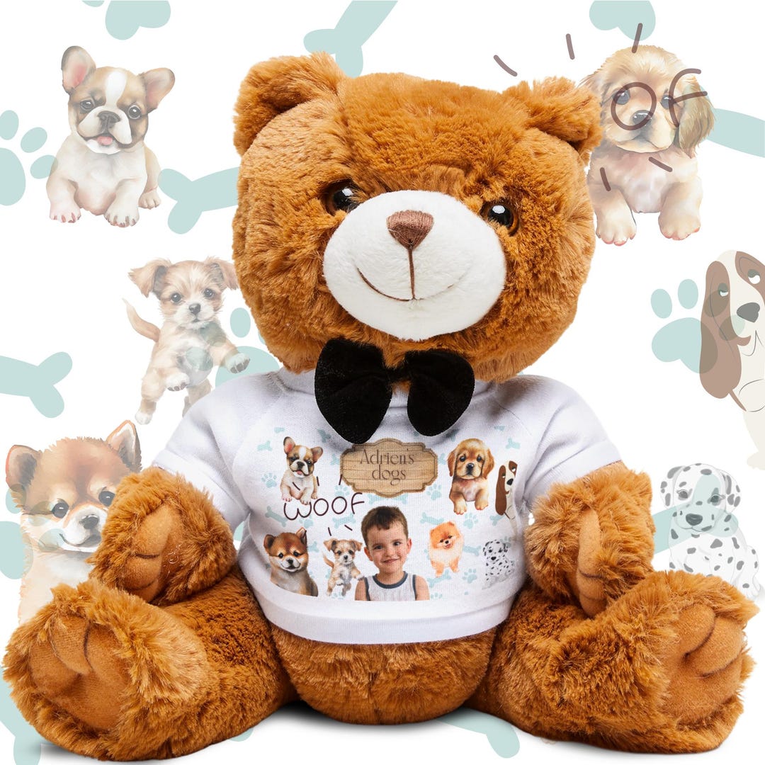 Personalized Puppy Pals Teddy Bear: Custom Photo Keepsake Gift - Etsy