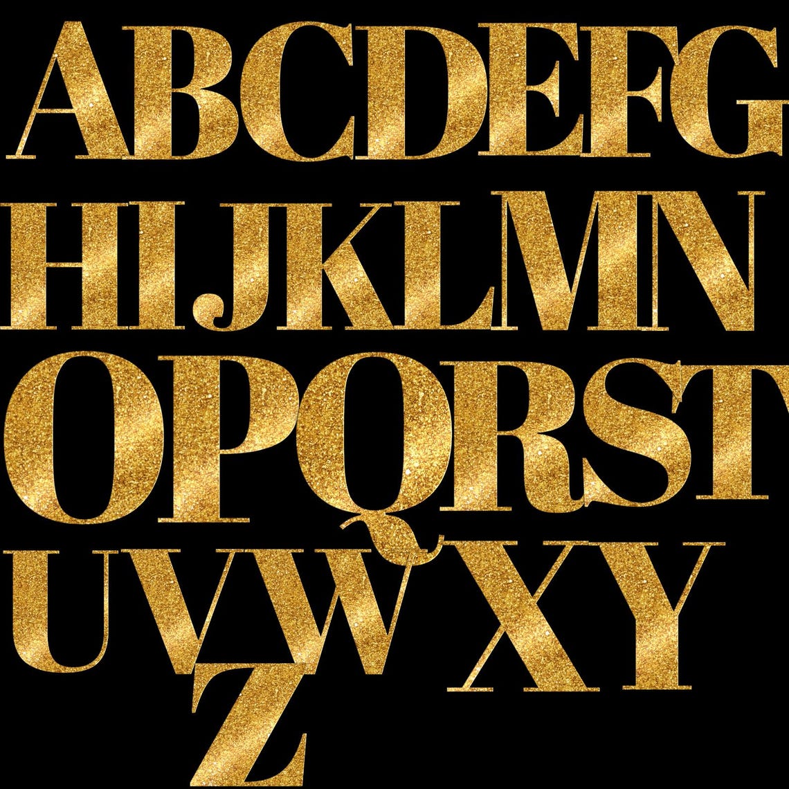 Glitter Gold Clipart PNG | Sparkle Letters | Glittery Gold Font ...
