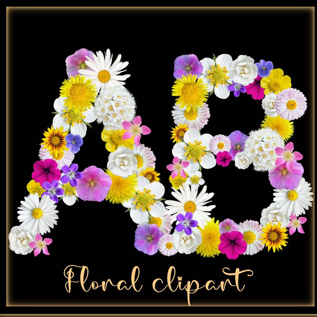 Colorful Floral Alphabet, Numbers & Symbols Clipart Bundle PNG ...