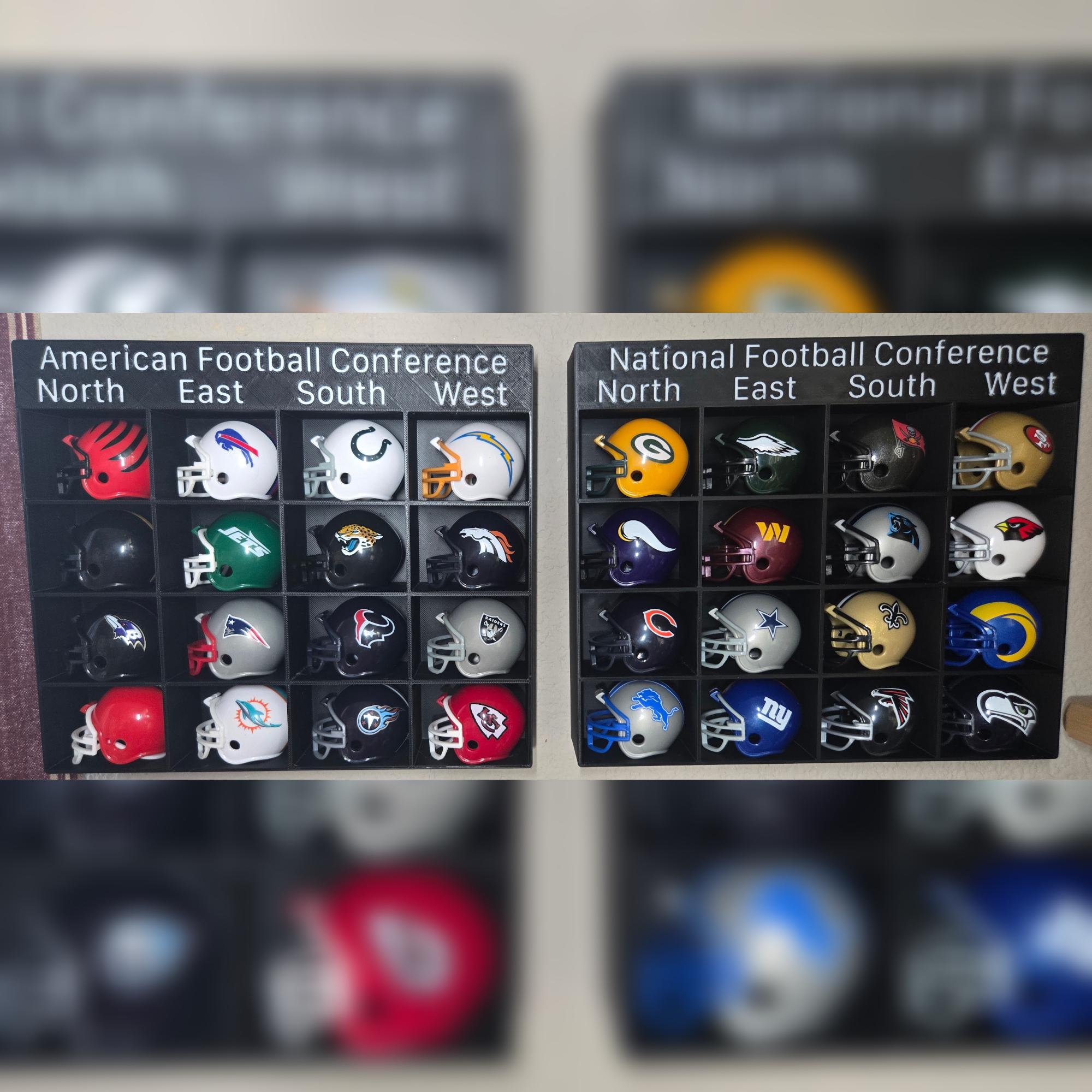 3D Printed NFL Mini Helmet Display Shelves (AFC & NFC) | Fits Riddell ...