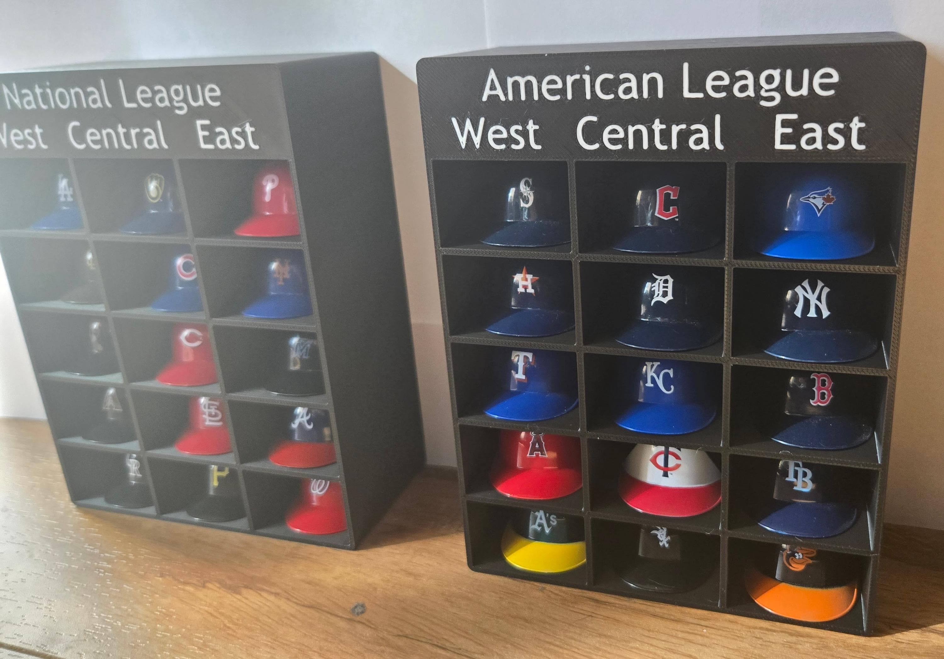 3D Printed MLB Standings Board Shelf – Fits Rawlings Mini Baseball Helmets (set of 2, AL & NL ...
