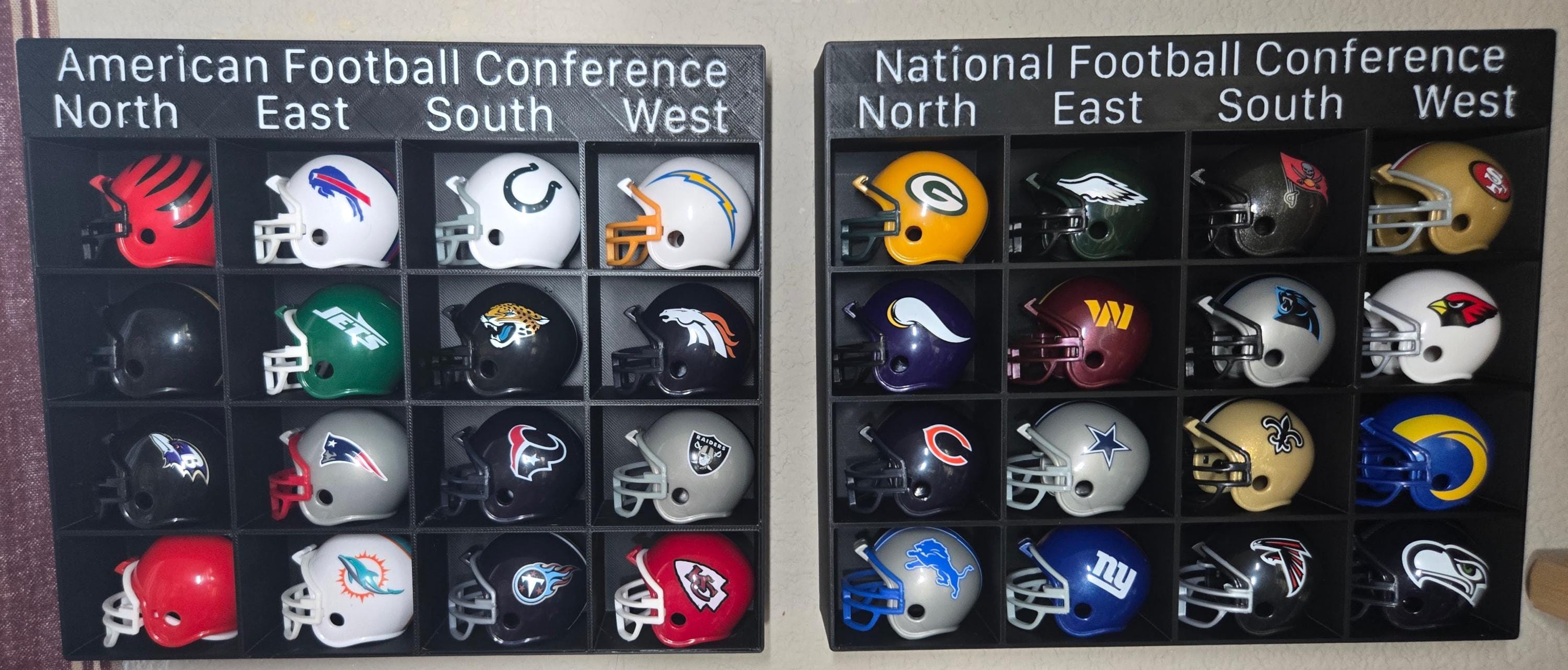 3D Printed NFL Mini Helmet Display Shelves (AFC & NFC) | Fits Riddell ...