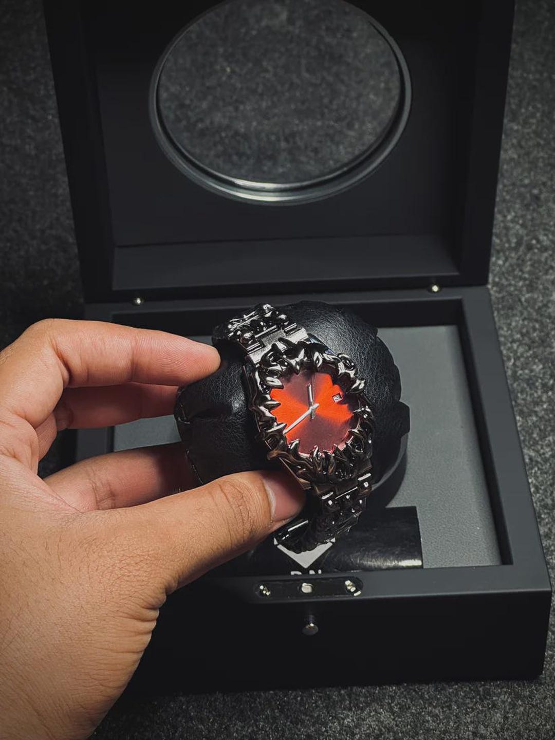 Men Venom Watch Red Dial Stainless Steel Gothic Wristwatch Unique ...