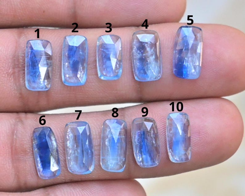 Natural Blue Kyanite Gemstone Rose Cut Rectangle Shape Cabochons Loose ...