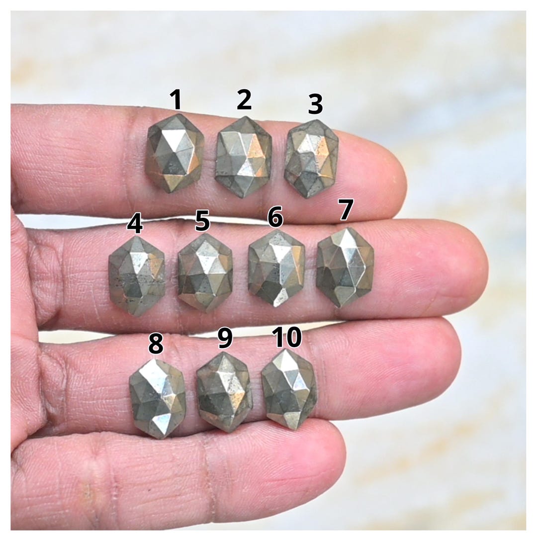 Natural Pyrite Gemstone Rose Cut Hexagon Shape Cabochons Loose ...