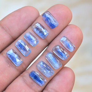 Natural Blue Kyanite Gemstone Rose Cut Rectangle Shape Cabochons Loose ...