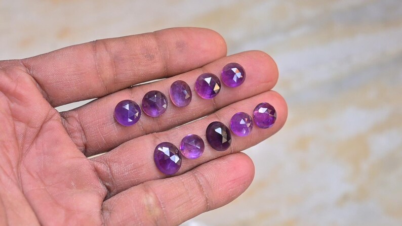 Natural Amethyst Gemstone Rose Cut Mix Shape Cabochons Loose Gemstones ...