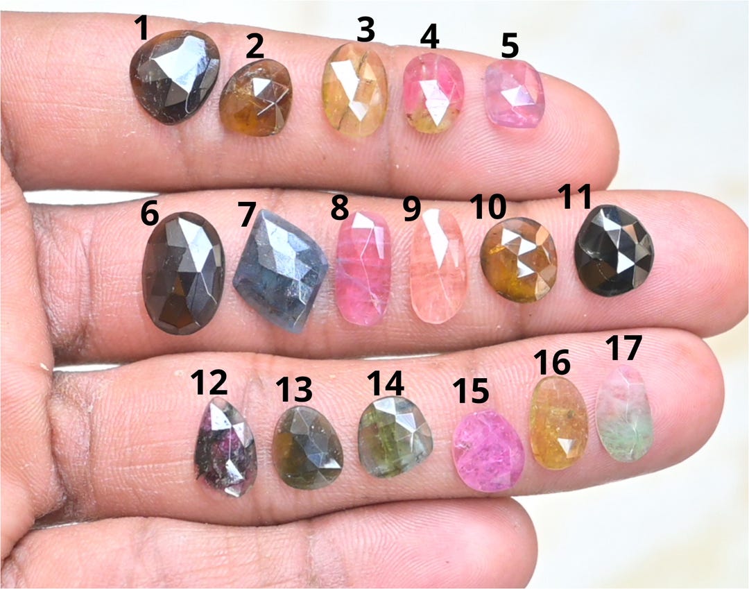 Natural Tourmaline Gemstone Mix Shape Rose Cut Cabochons Loose ...