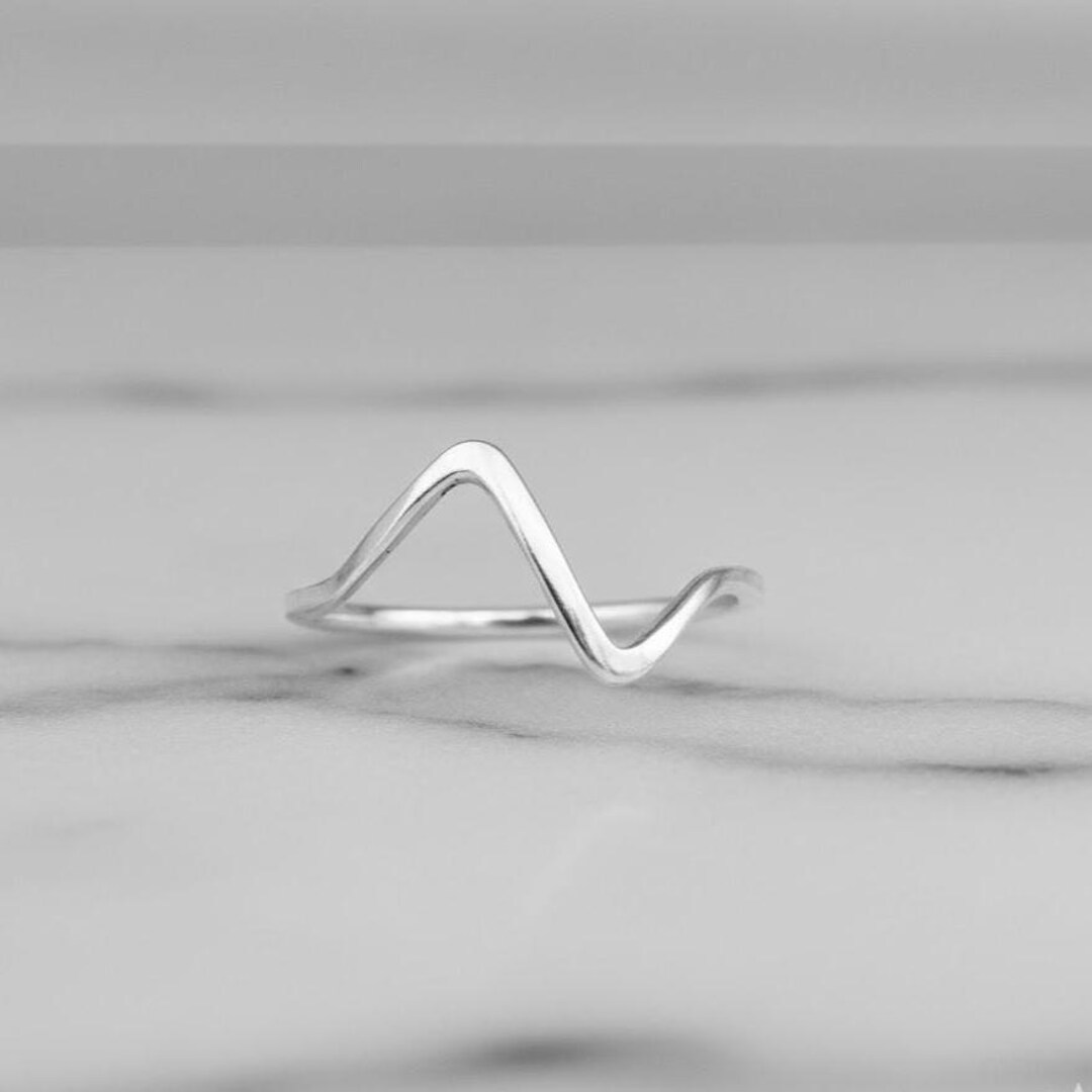 Sterling Silver Chevron Ring, Minimalist V Shape Wave Band, Dainty ...