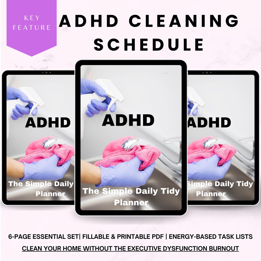 ADHD Cleaning Schedule Printable PDF | Declutter Planner | Cleaning ...