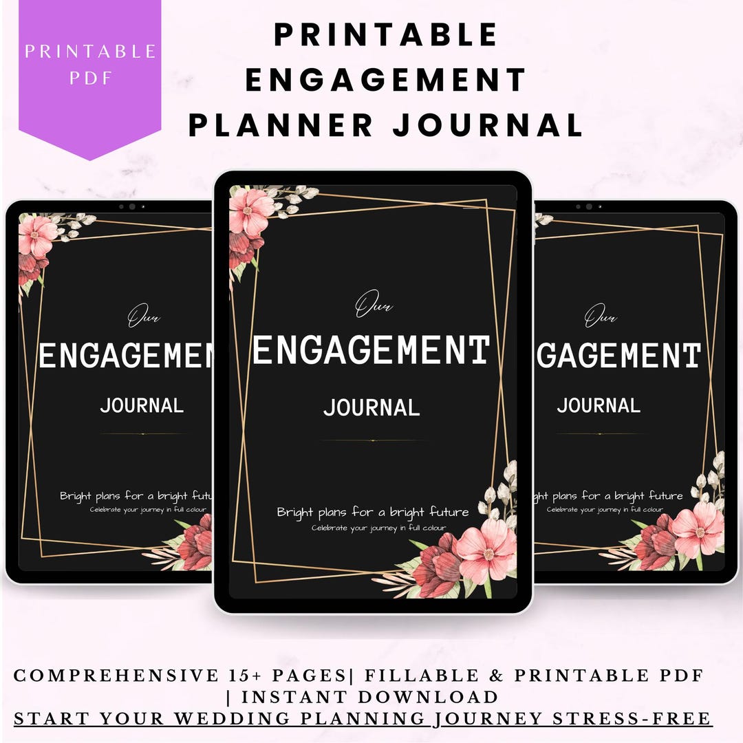 Engagement Planner Printable PDF, Wedding Planning Binder - Etsy UK