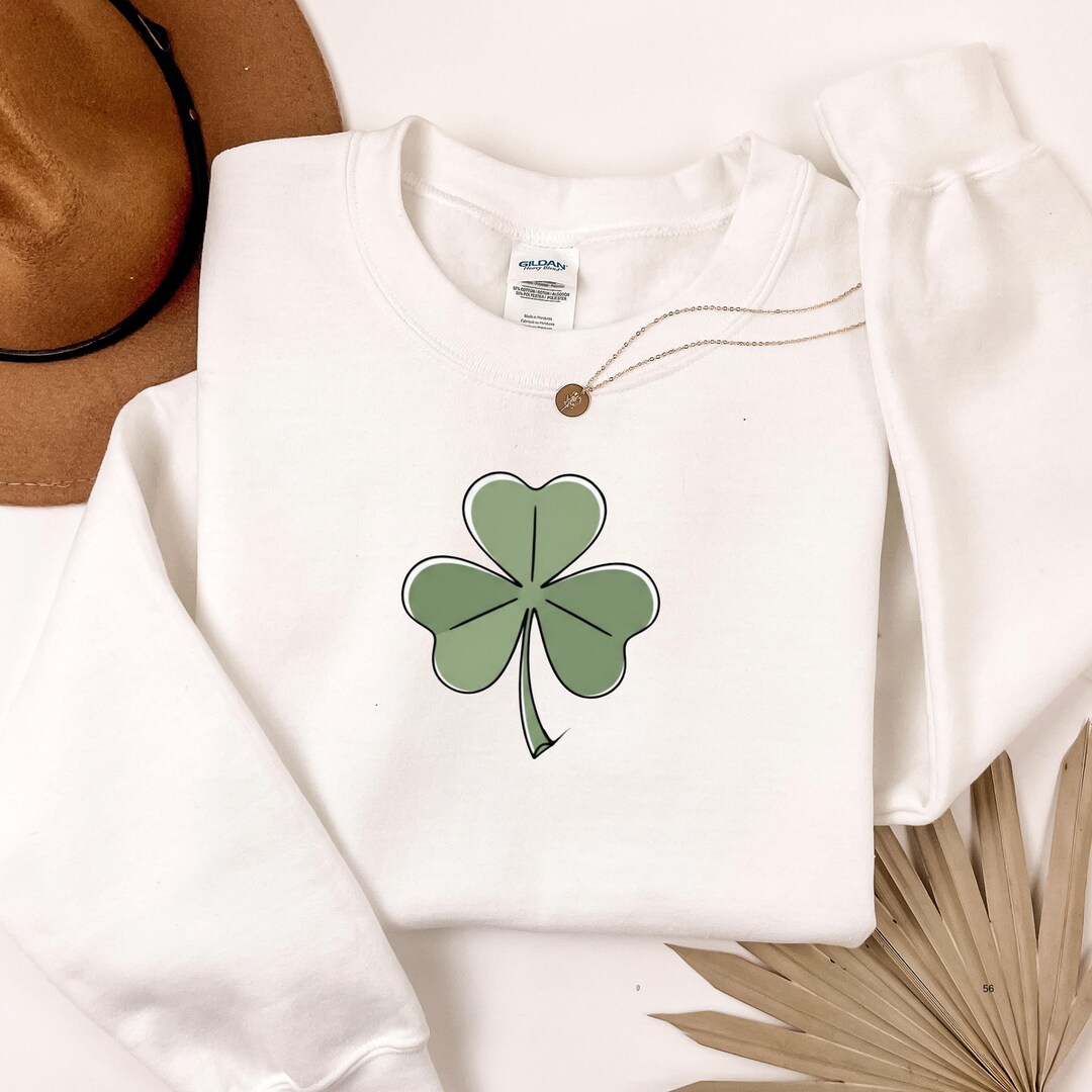 Minimal Clover Sweatshirt Elegant Green Lucky Shamrock Pullover - Etsy