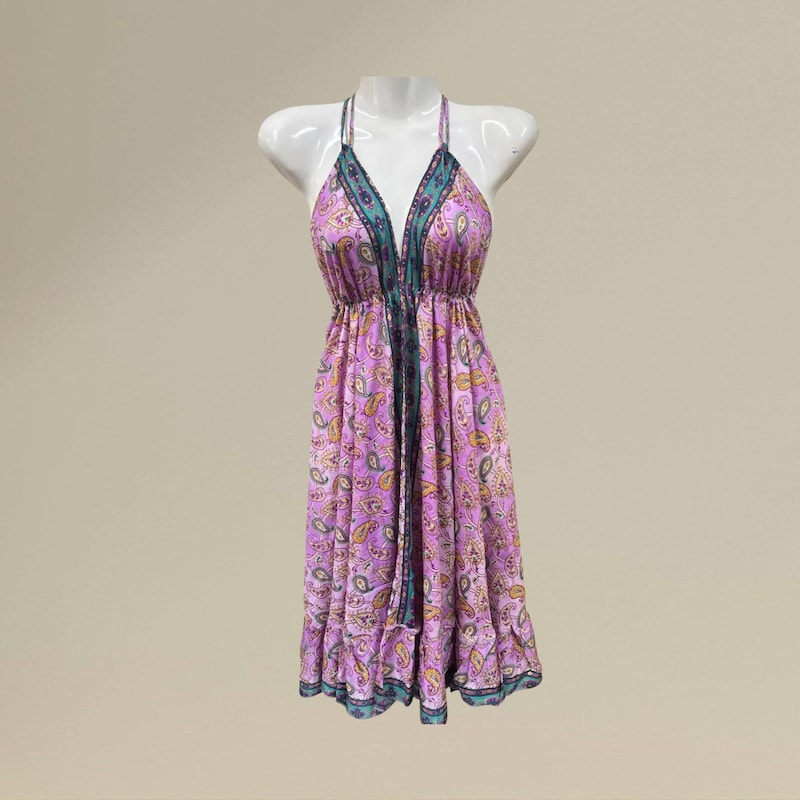 Backless Paisley Boho Dress - Etsy