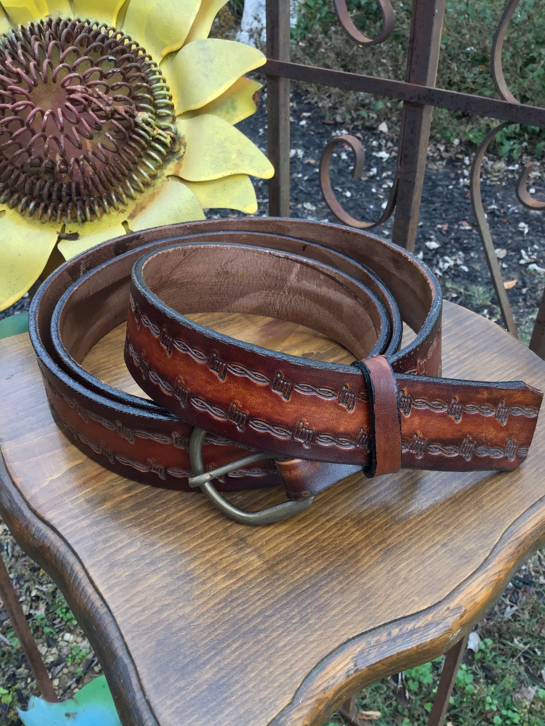 Barbed Wire Belt,brown Leather Belt, Men’s Belt, Women’s Belt, Cowboy ...