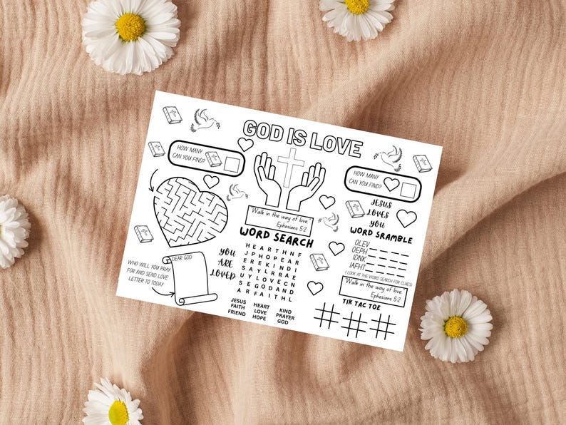 God is Love Christian Coloring Page for Kids & Adults, Printable Bible ...