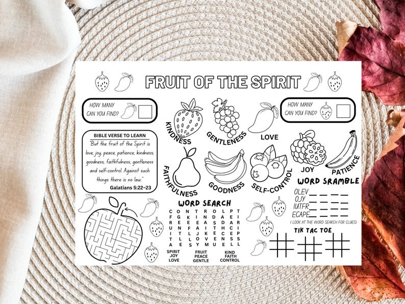 Fruit of the Spirit Christian Coloring Page for Kids, Printable Fruit ...