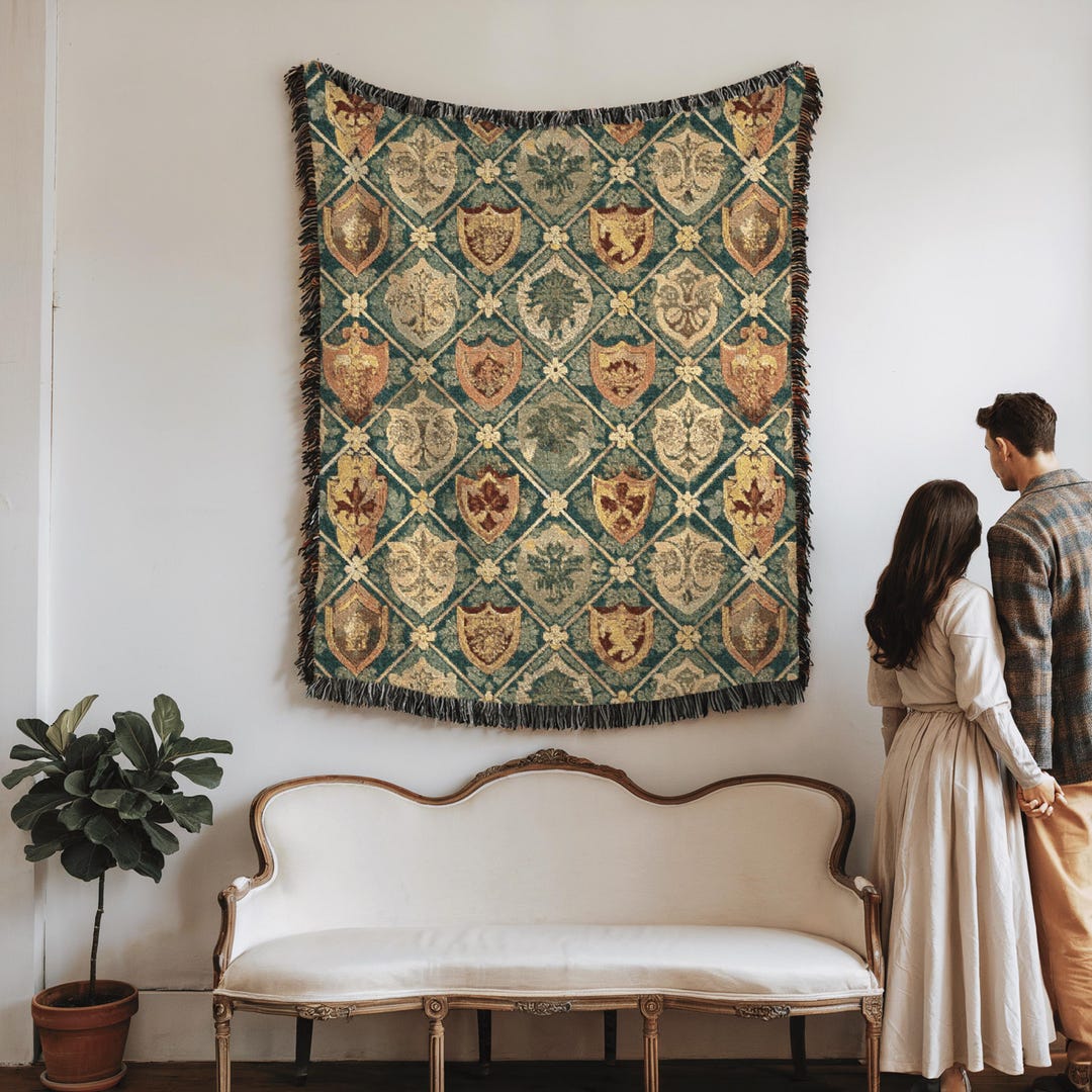 Medieval Tapestry, 100% Cotton Woven Blanket, Vintage Throw Blanket ...