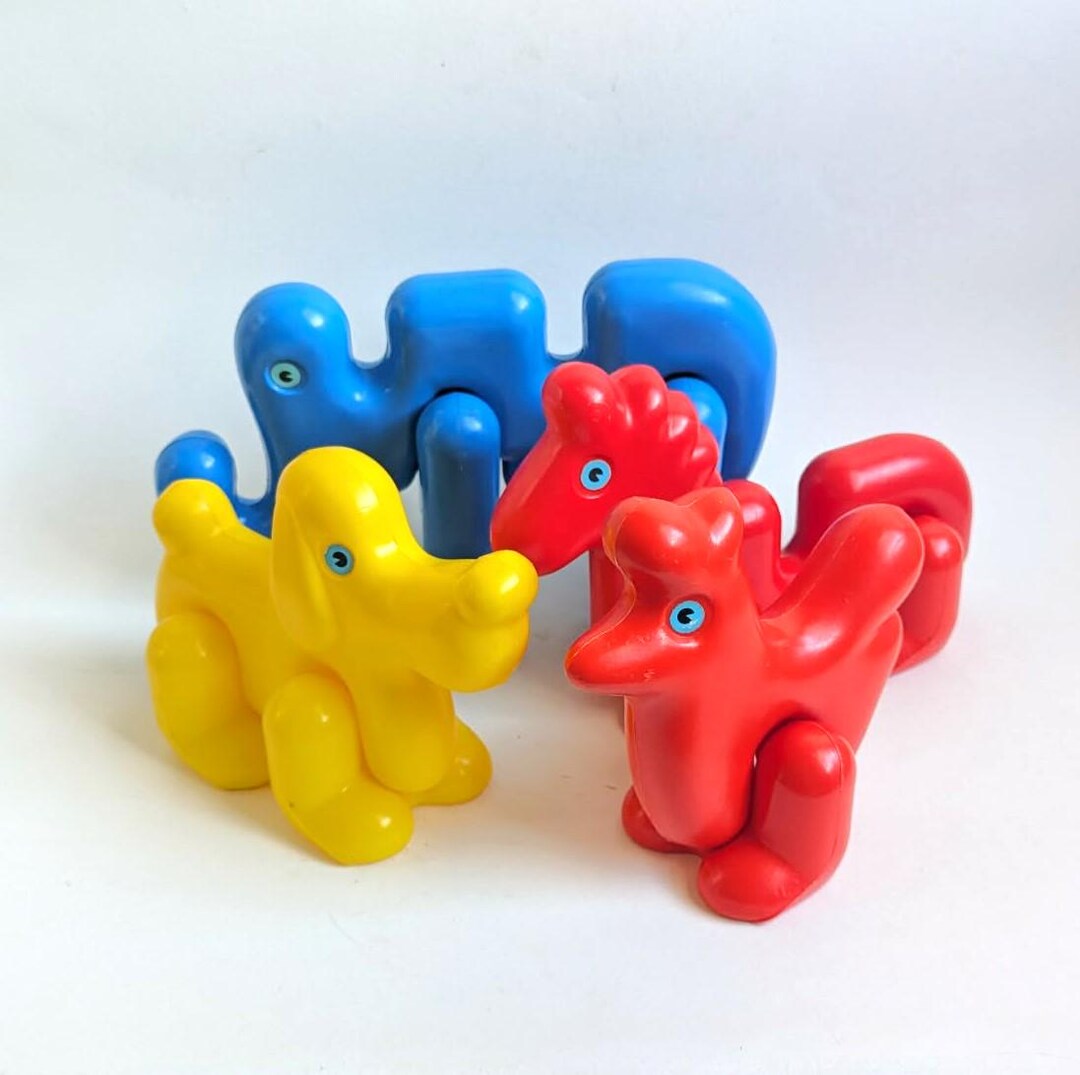 Vintage Colourful Buildable Plastic Animals - Set of 4! - Etsy Canada