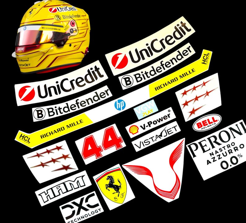 Lewis Hamilton 2025 F1 Helmet Sticker Kit | Full-size Replica Decals ...