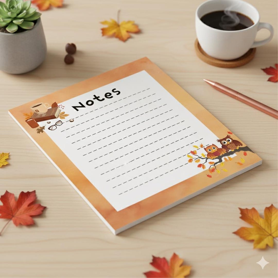 Printable Notepad Pages | Cute Notes Paper Templates | Autumn Digital ...