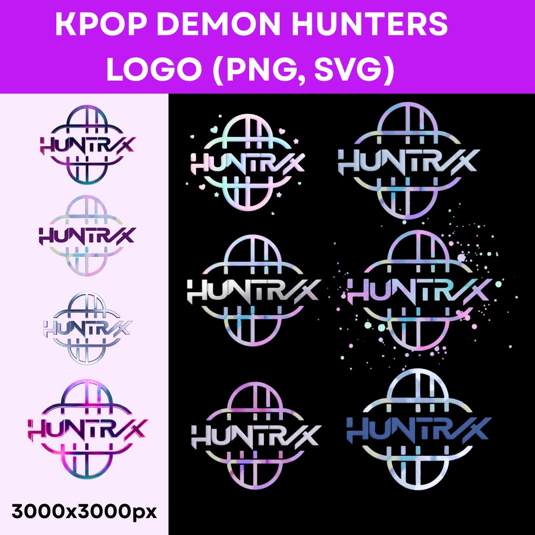Kpop Logo Bundle PNG SVG, Huntrix Demon Hunters Logo Files, Band Logo ...