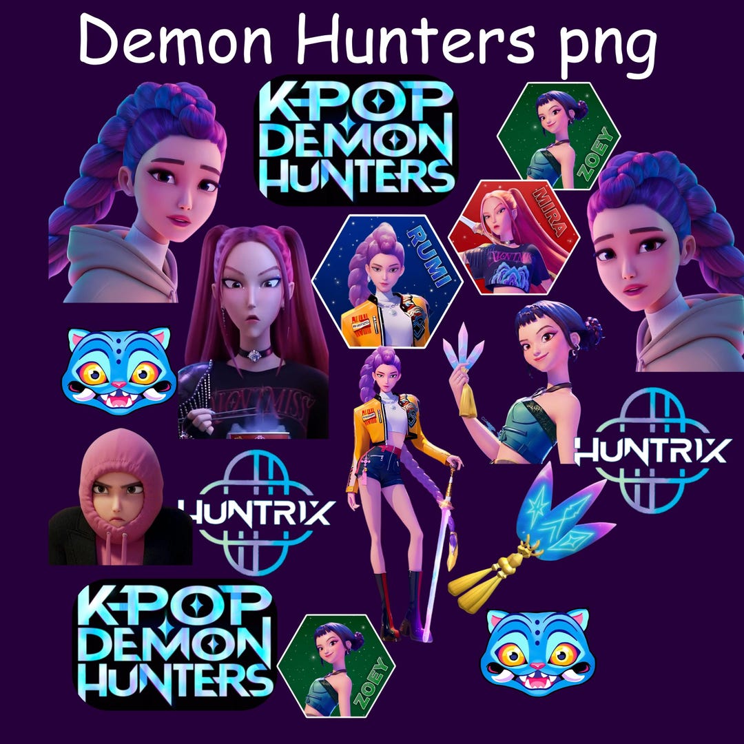 Kpop Huntrix Png Bundle, Demon Hunters Png, Kpop Idol Group Shirt ...