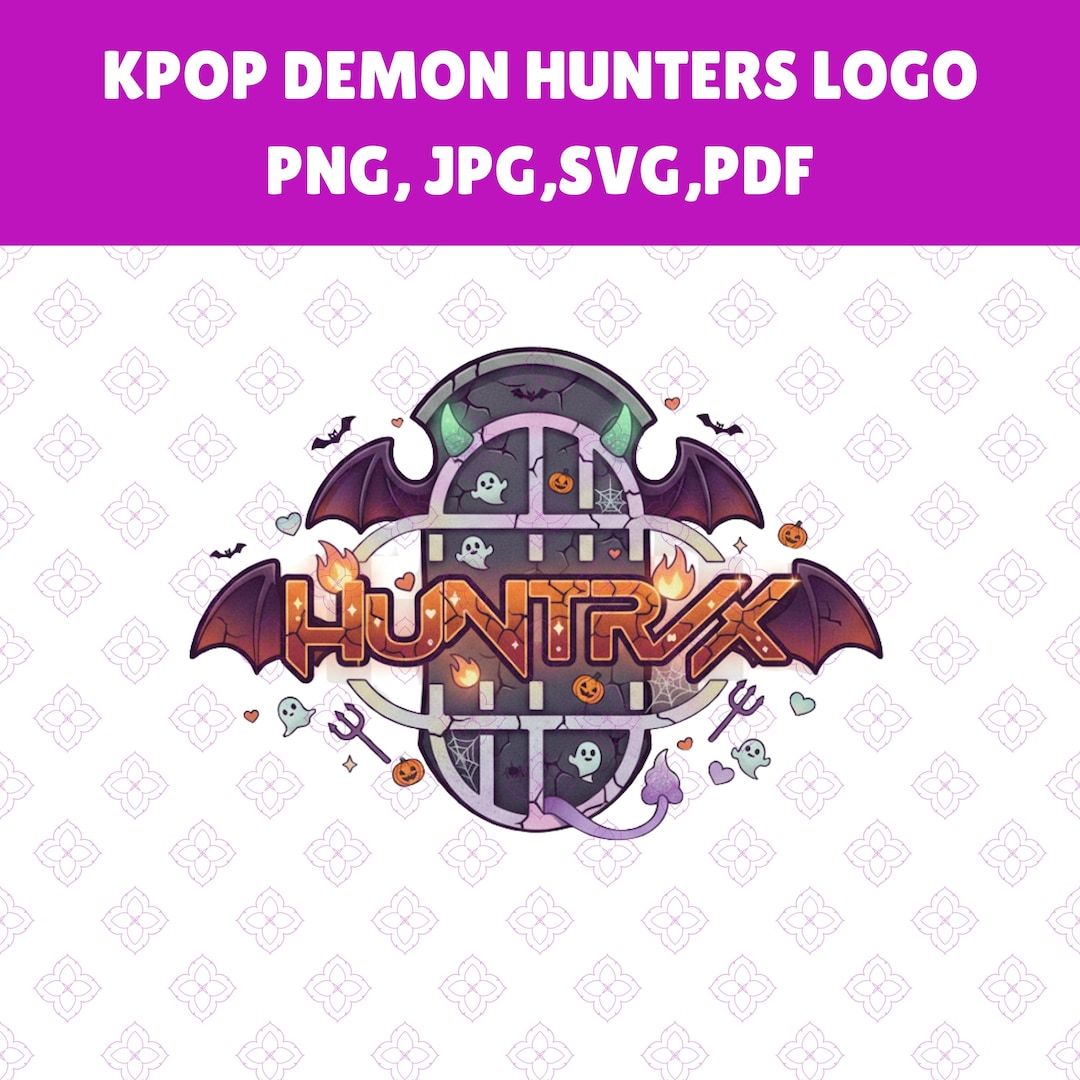 Huntrix Demon Hunters Halloween Logo | Spooky Kpop Fan Art PNG Bundle ...