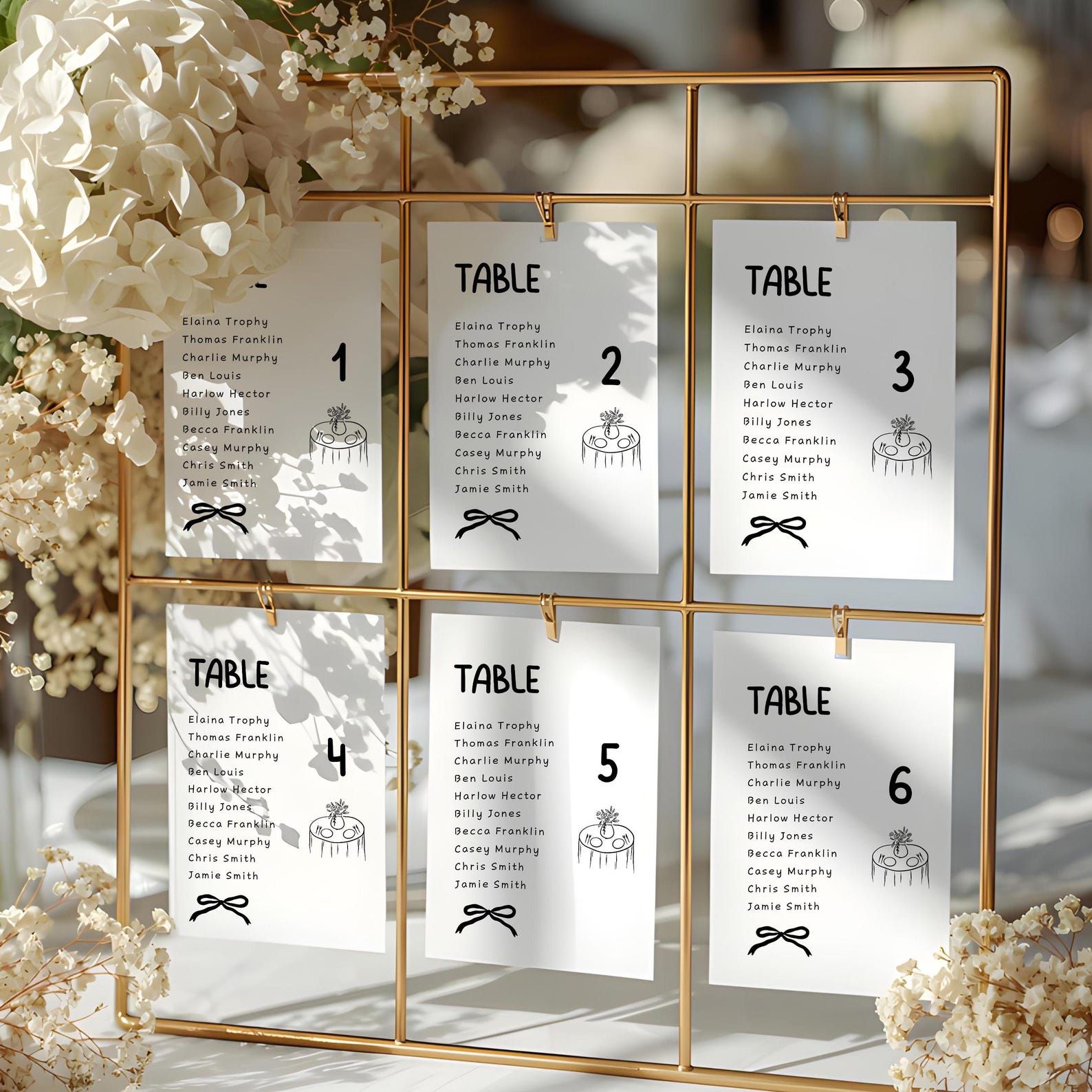 Table Seating Chart Cards | Seating Chart Template | Minimalist Hand ...