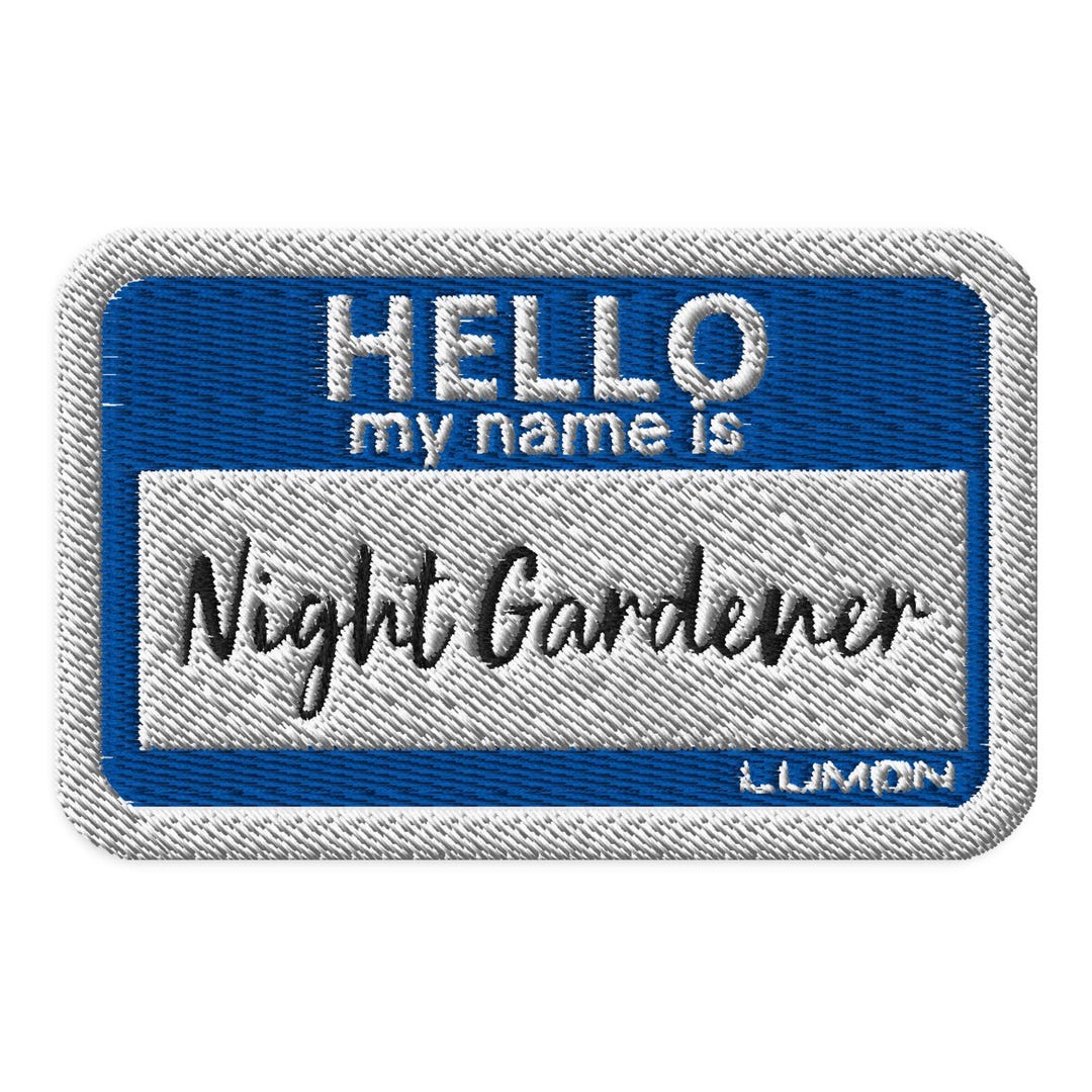 Work Name Tag Name Tags “night Gardener” Embroidered Patches - Etsy