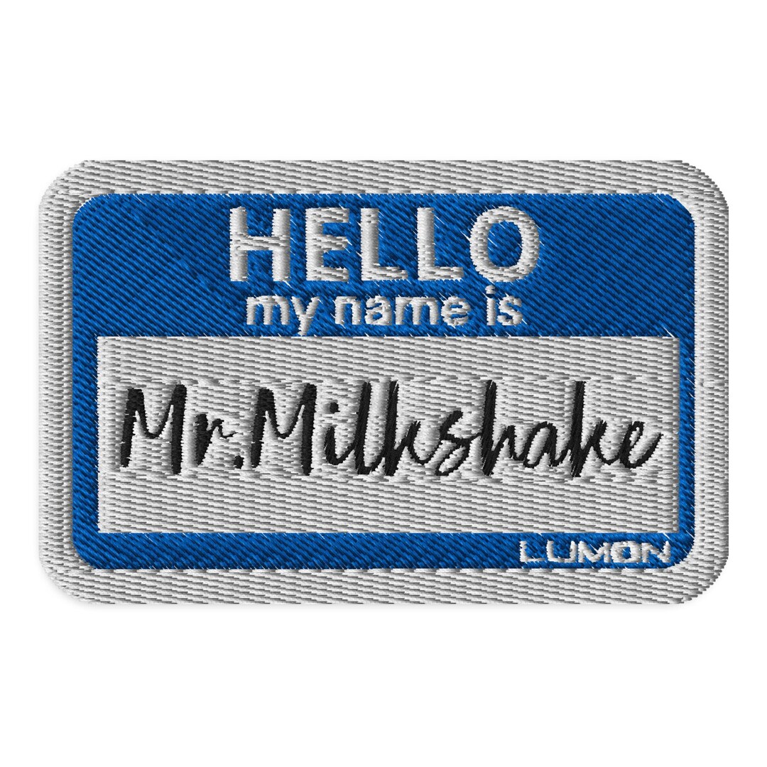 Work Name Tag Name Tag “mr.milkshake”embroidered Patches - Etsy