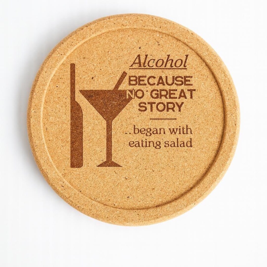 Alcohol Quote Coasters – Funny Cork Coaster Set of 4, Laser Engraved ...