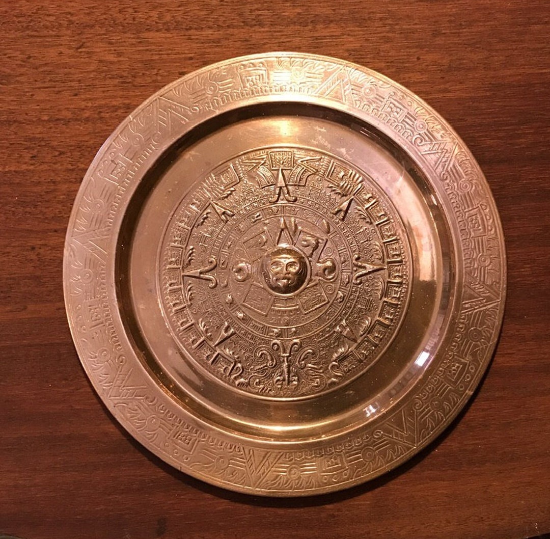 Vintage Heavy Copper 11” Plate With Mayan Calendar Embossed Design - Etsy