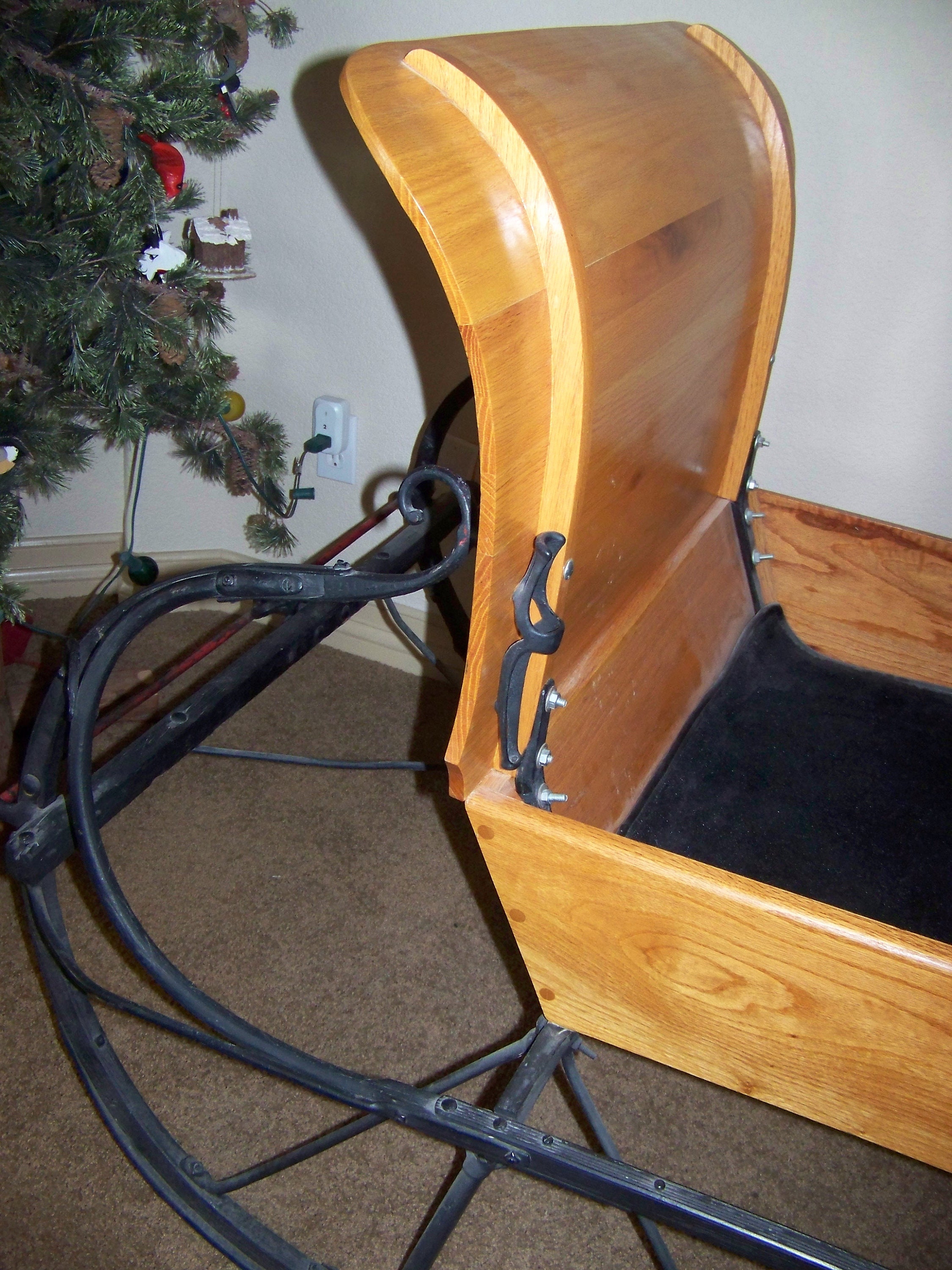 Vintage Rebuilt Antique Sleigh White Oak With Western Cowhide Seat - Etsy