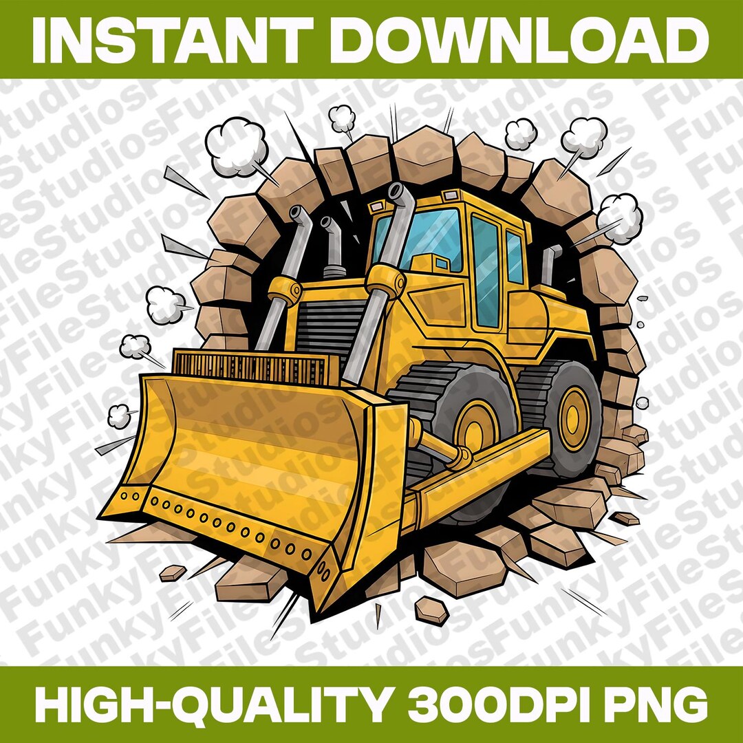 3D Wall Break Bulldozer PNG | Construction Clipart 300 DPI | Kids ...