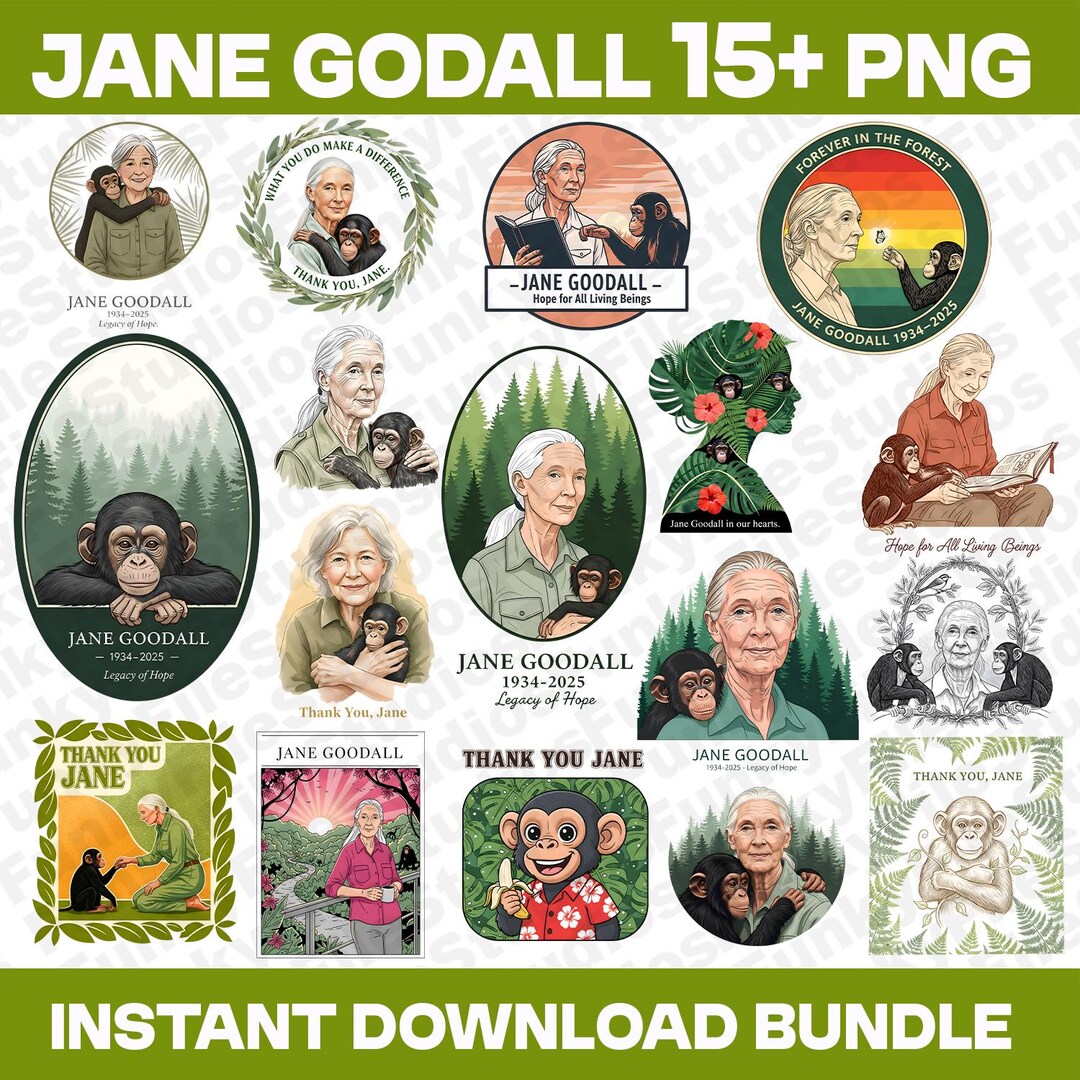Jane Goodall 15+ PNG Bundle, Tribute to a Trailblazer, Feminist ...