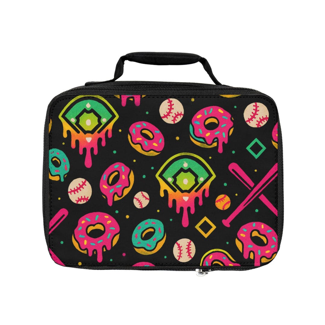 Neon Baseball Donut Kids Lunch Box | Insulated Lunch Tote - Etsy