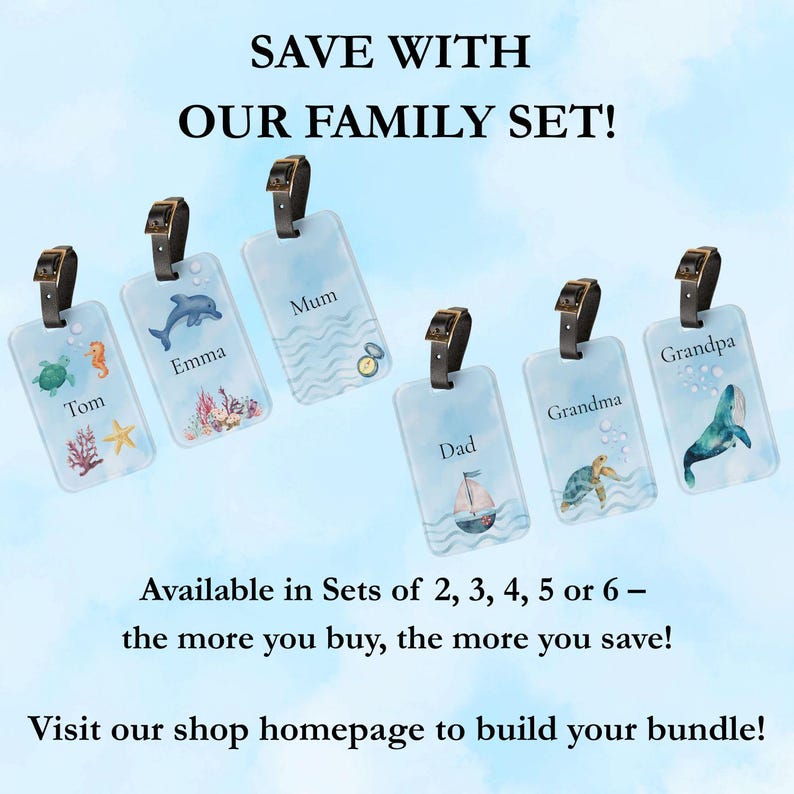 Personalized Family Luggage Tag Set, Custom Travel Tags for Kids ...