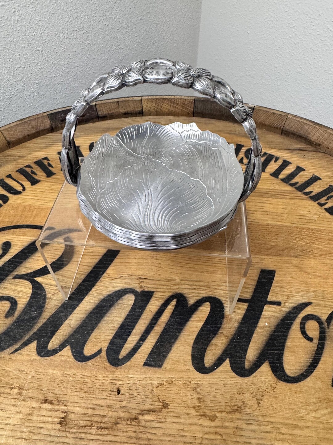 Vintage Rodney Kent Dogwood Cabbage Hammered Aluminum Coaster Set - Etsy