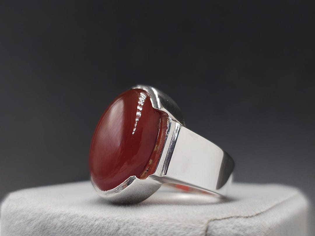Natural Red Aqeeq (agate) Ring, Aqeeq Ring ,red Agate Ring,blood Red ...