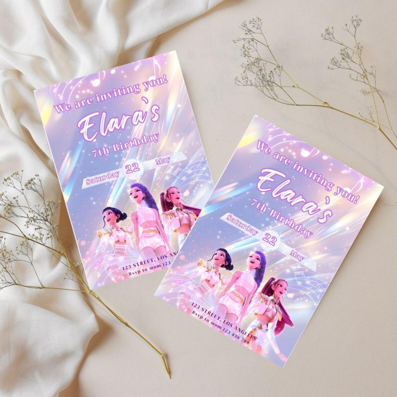 Kpop Birthday Invitation | Editable Canva Template, Anime Invite ...