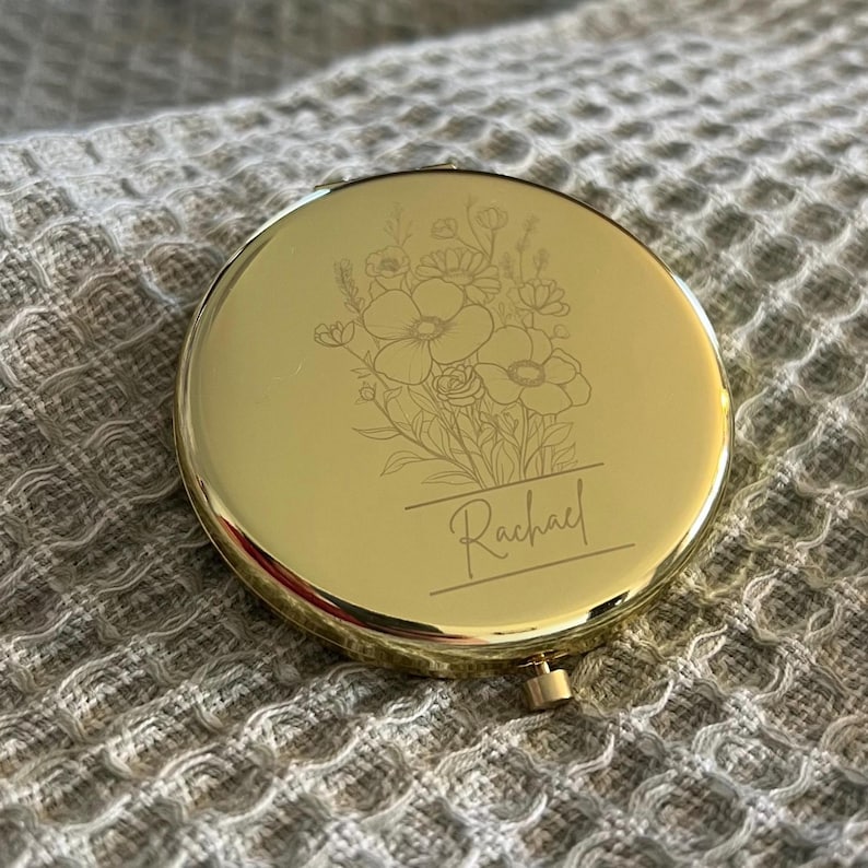 Compact Mirror Custom Engraved for Bridesmaid Gift, Wedding Favor ...