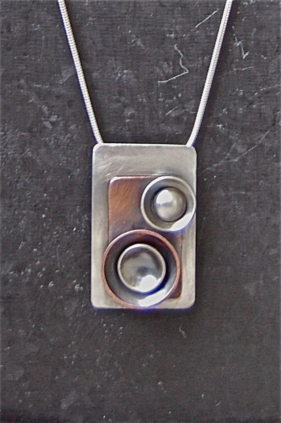 Items similar to Sterling Silver and Copper Rectangle Pendant on Etsy